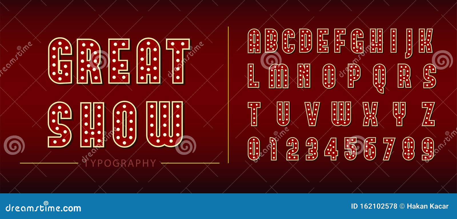 Broadway Show Style Retro Glowing Font. Stock Vector - Illustration of ...