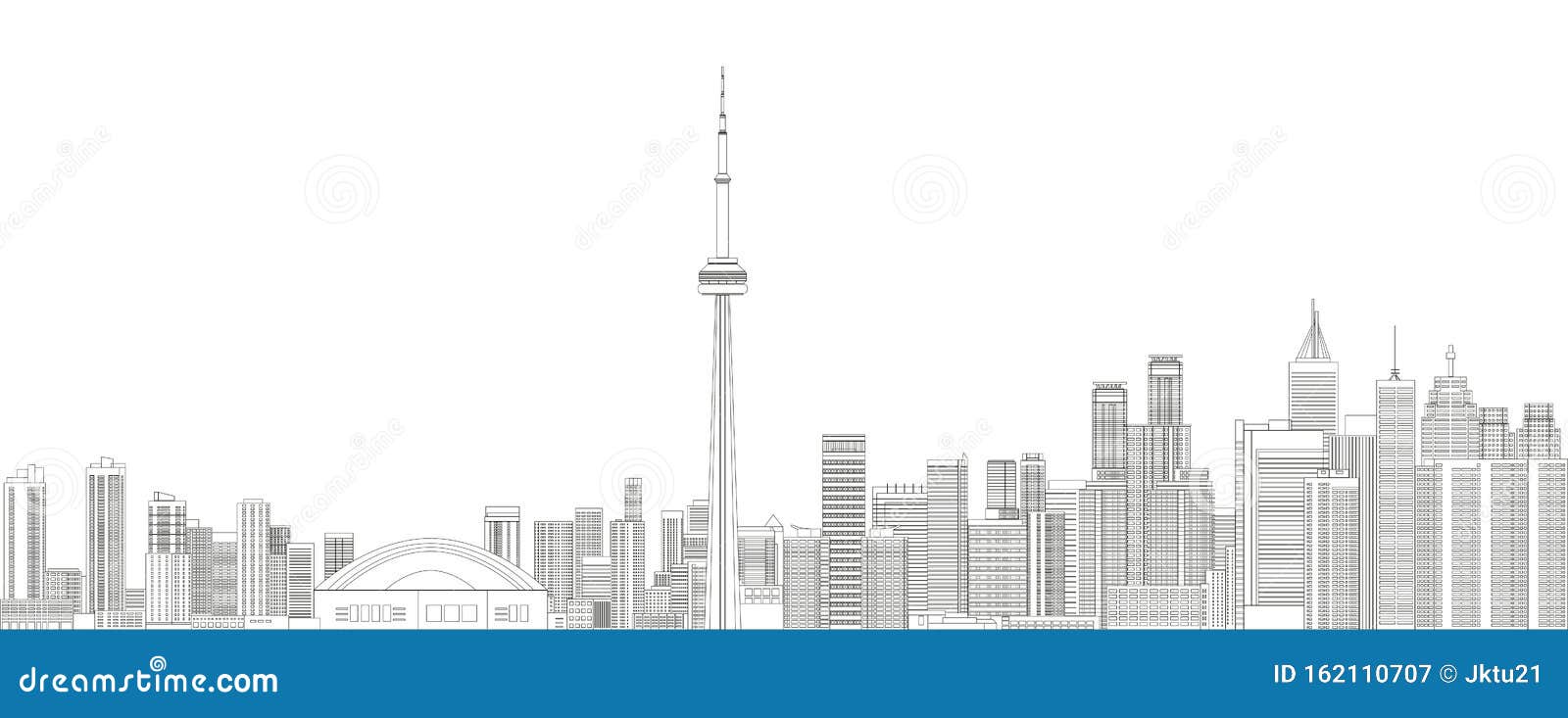 Toronto Cityscape Line Art Style Detailed Vector Illustration Stock ...