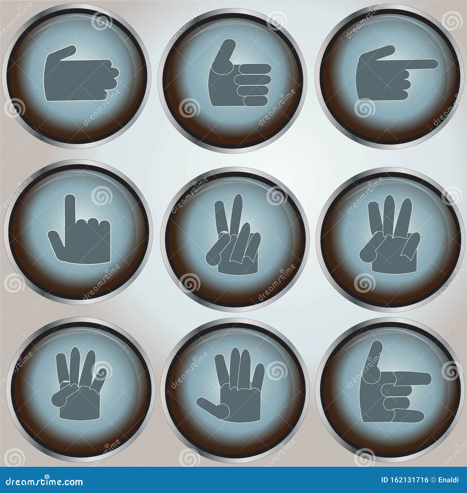 Hand Gesture Web Button and Icon Set Stock Vector - Illustration of ...