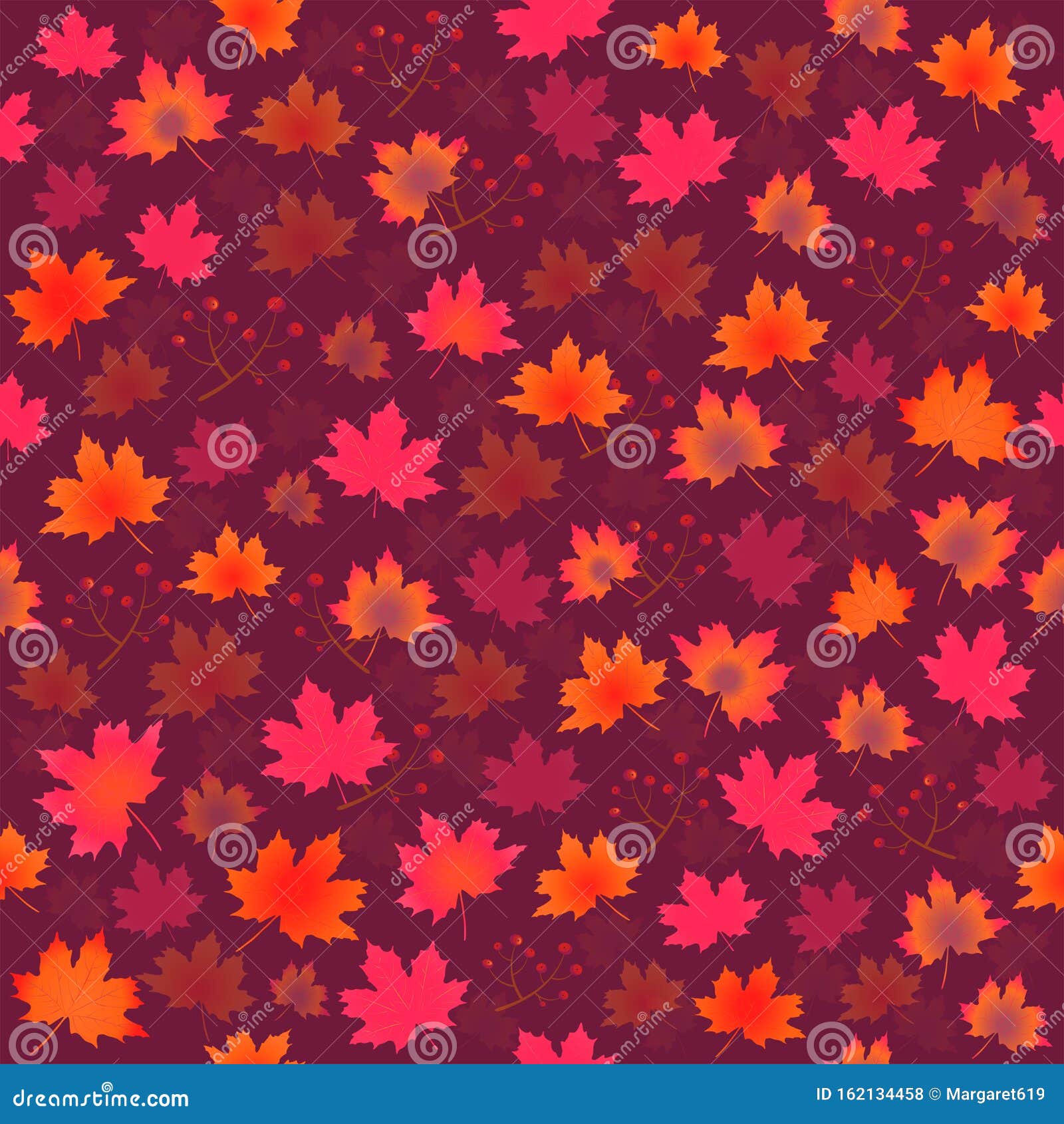Autumn Foliage Seamless Purple Background. Stock Vector - Illustration ...