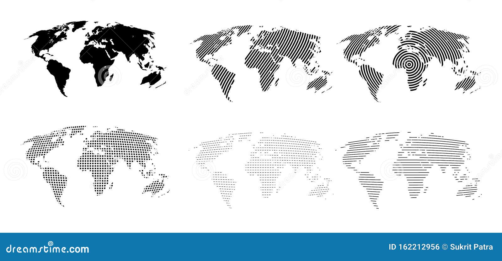 Detailed Global World Map, With Borders And Names Of Countries, Seas ...