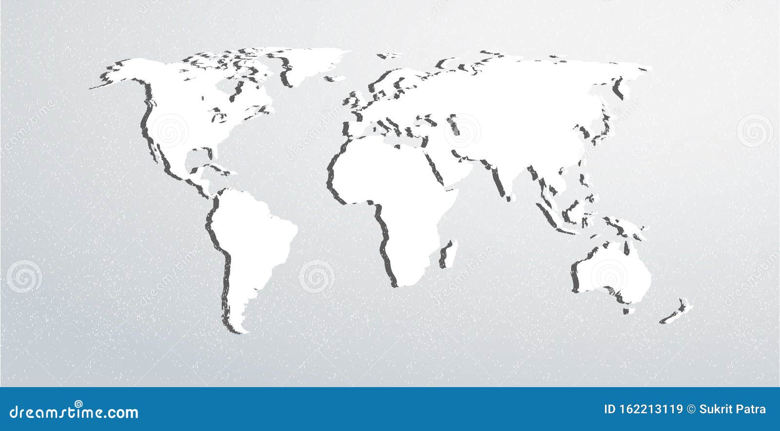 Detailed Global World Map, With Borders And Names Of Countries, Seas ...