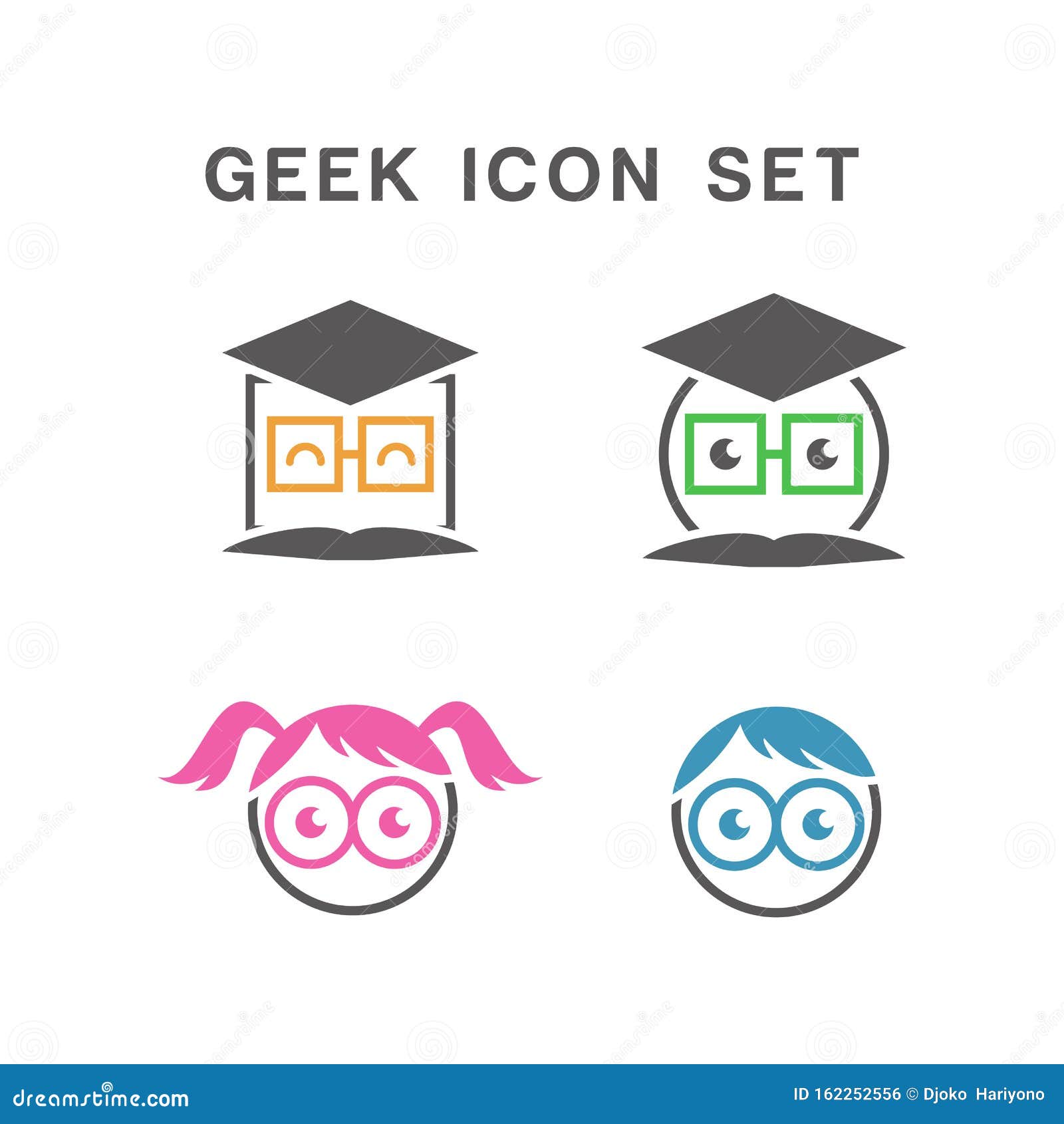 Geek Education School Design Icon Set Vector Illustration Template ...