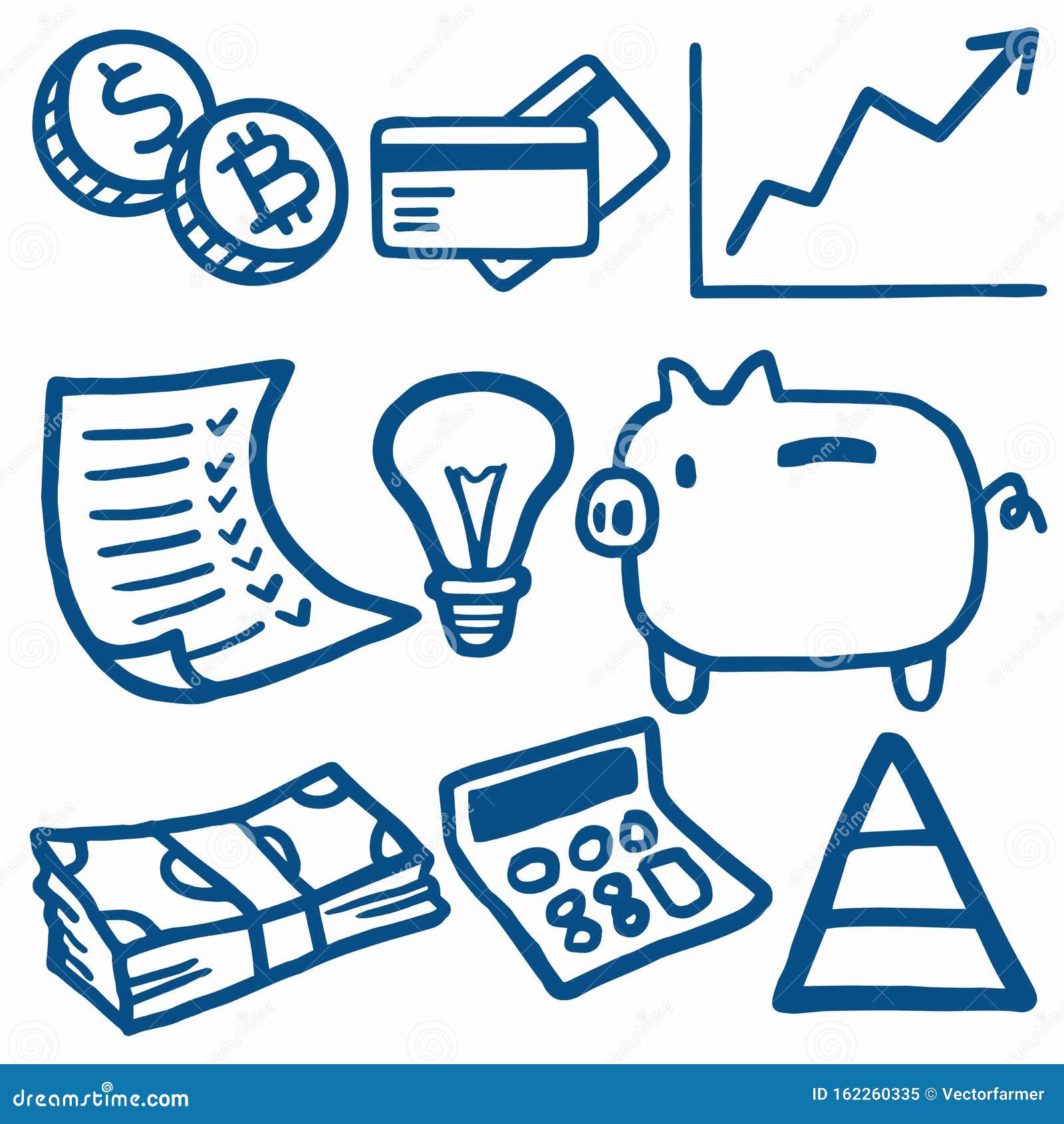 Finance and Economy Doodle Icons. Sketch Hand Drawn Drawing Design ...