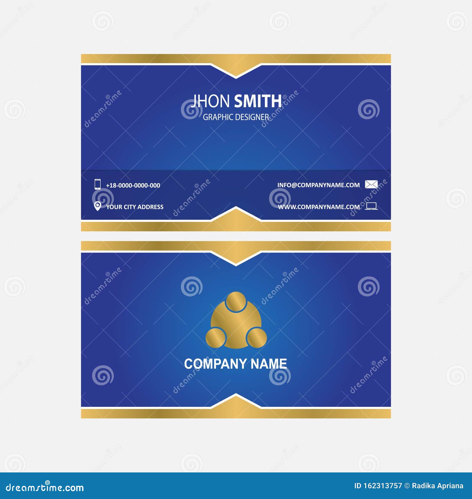 Business Card with Blue Gold Design Editorial Photography ...