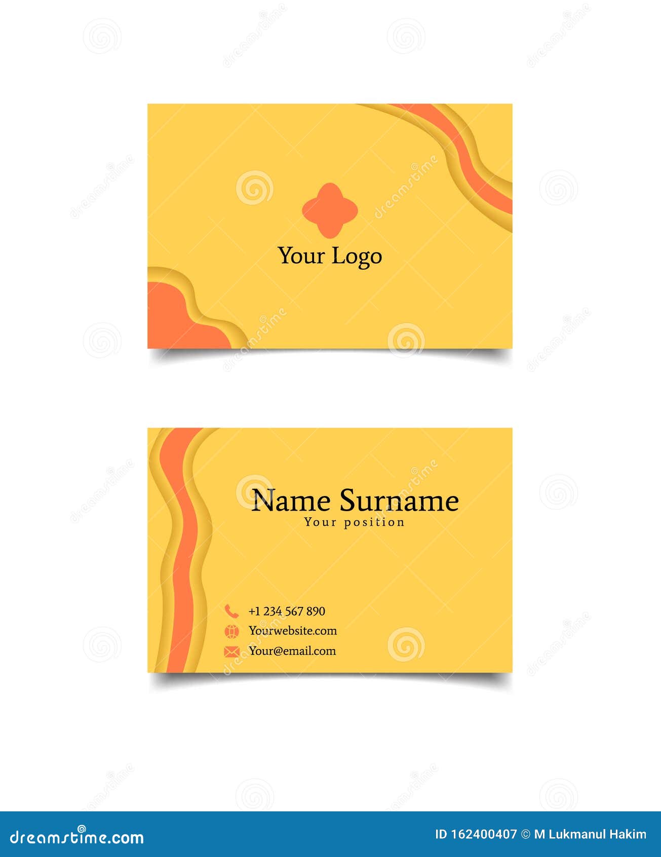 Template Name Card Orange Background Stock Vector - Illustration of ...