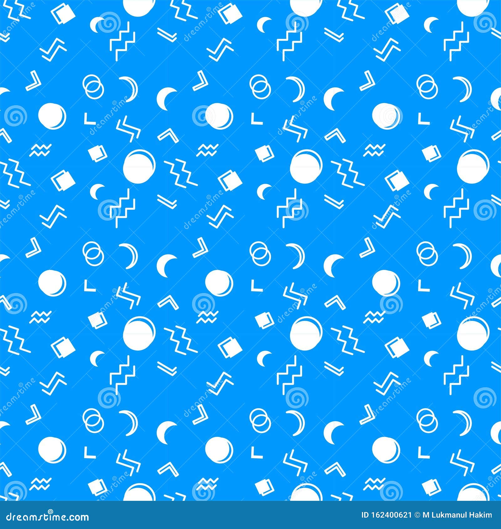 Pattern Memphis Style Seamless with Blue Background Stock Vector ...