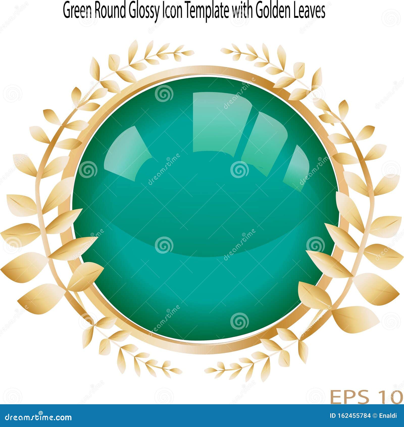 Green Round Icon Template with Golden Leaves Stock Vector ...