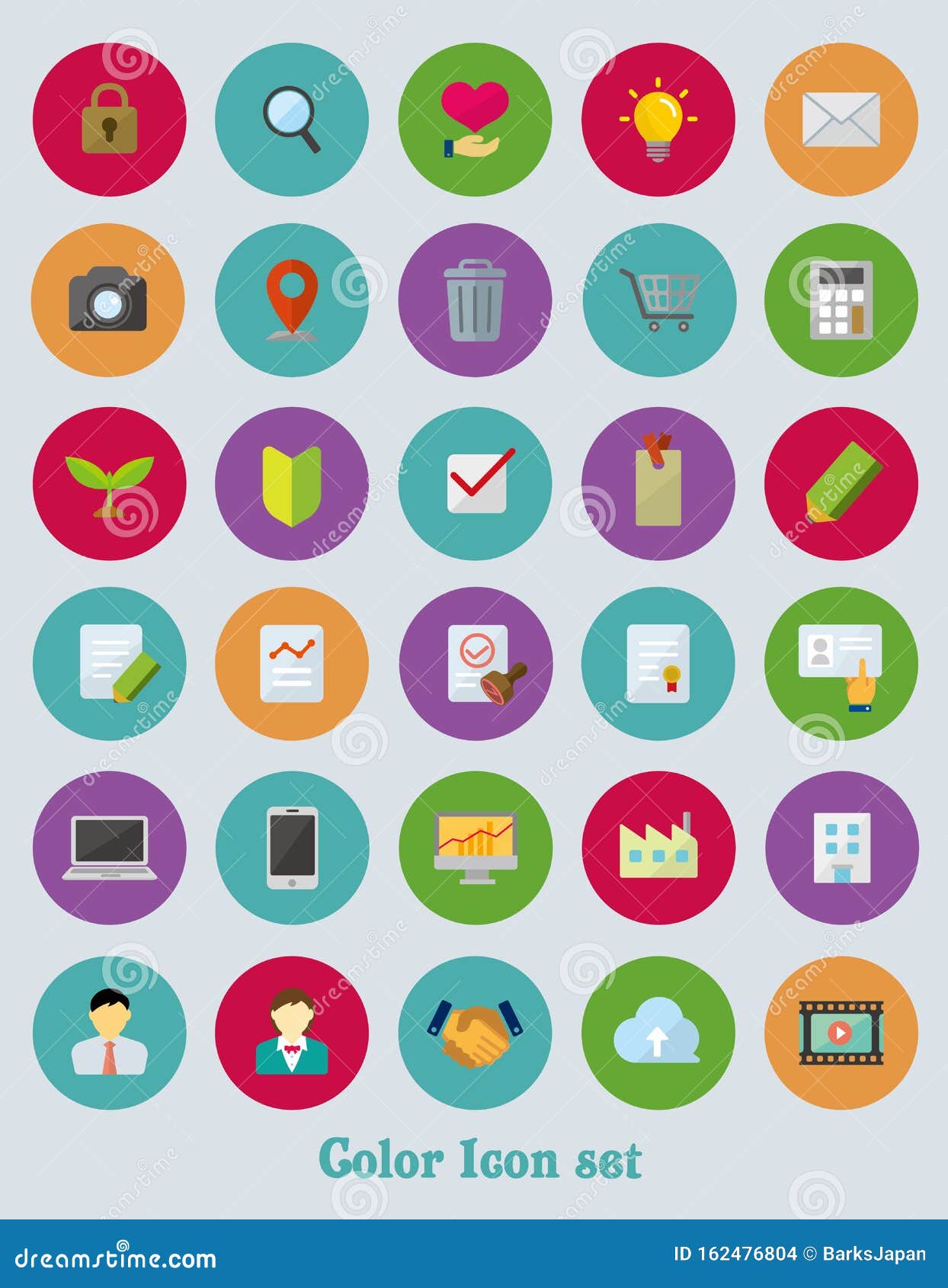 Color flat icon set stock vector. Illustration of marketing - 162476804