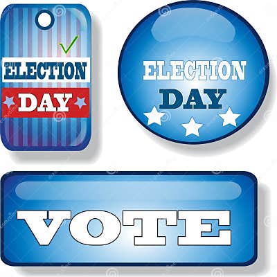 Election Day Signs and Badges Set Stock Vector - Illustration of vector ...