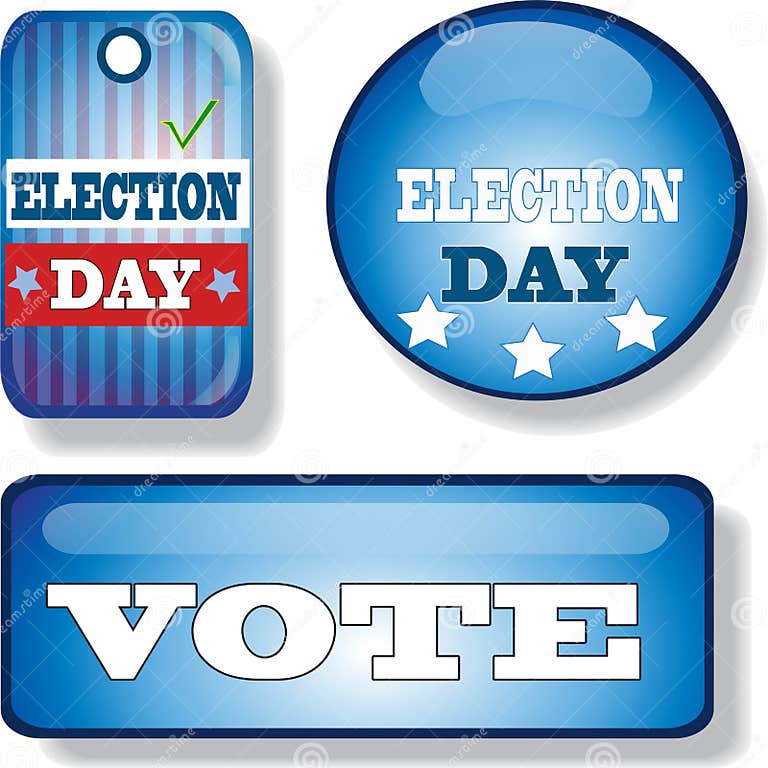 Election Day Signs and Badges Set Stock Vector - Illustration of vector ...