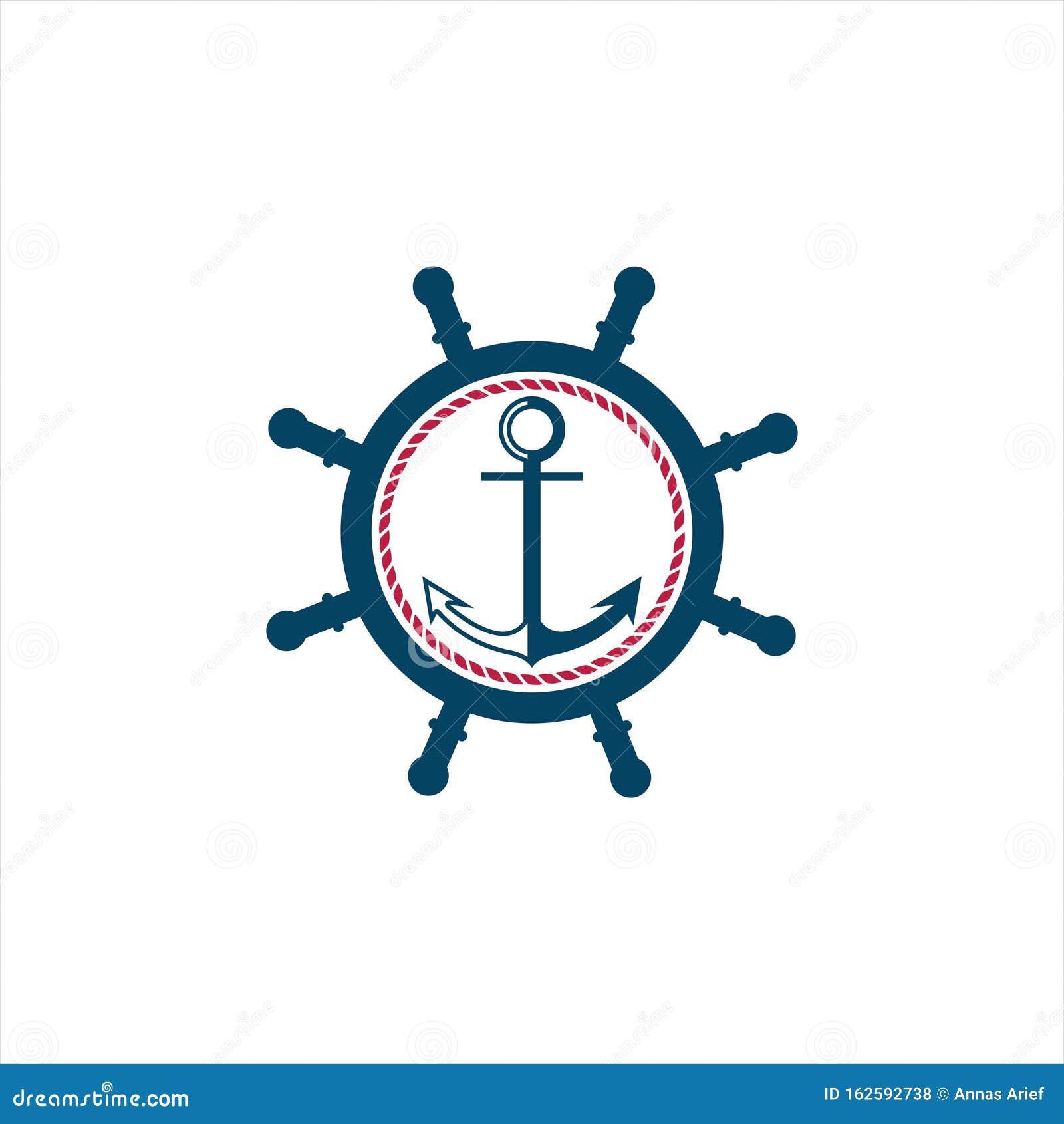 Simple Modern Ship Wheel with Anchor Vector Inside Stock Vector ...