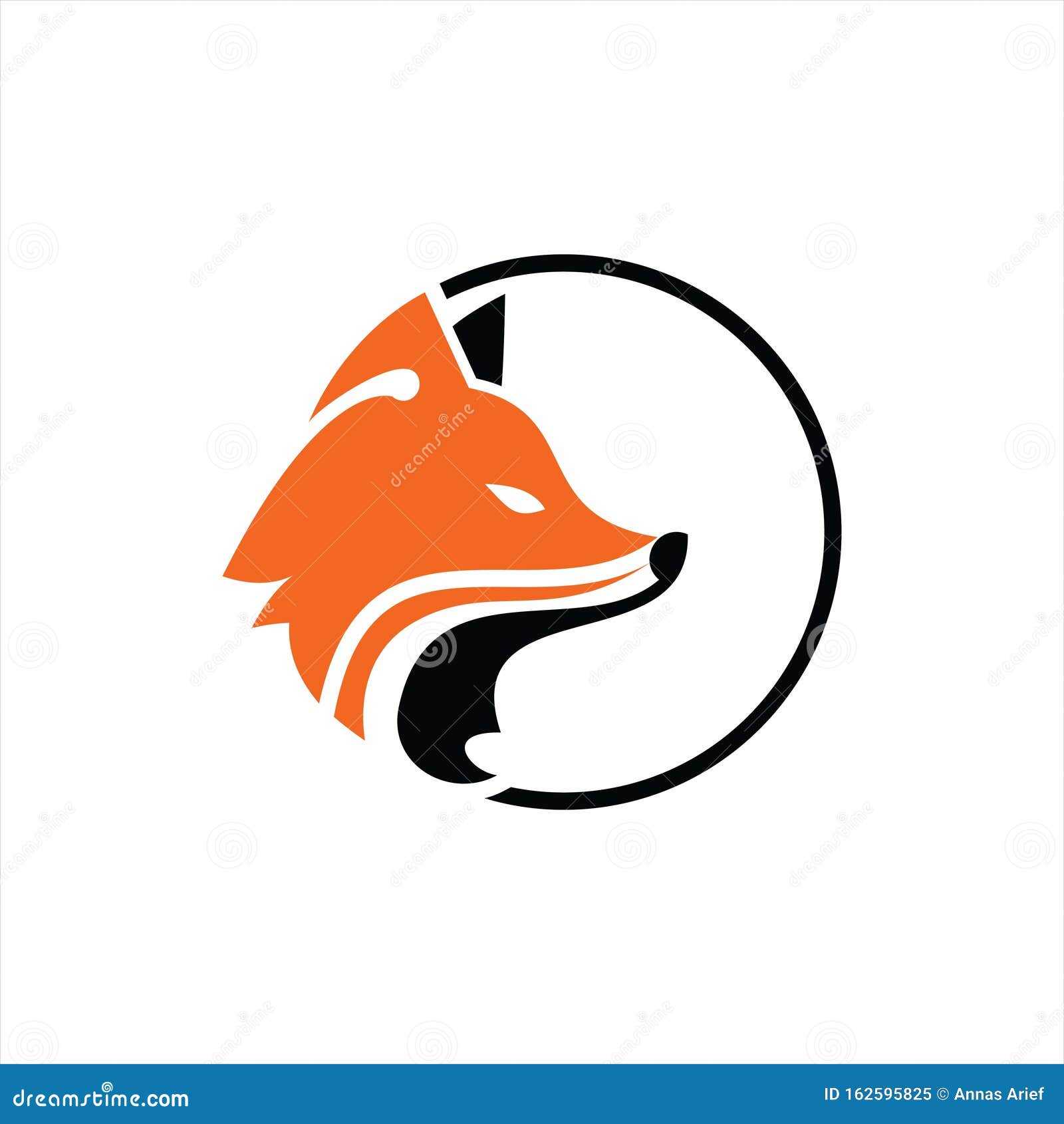 Simple Modern Round Circle Red Fox Head Stock Vector - Illustration of ...