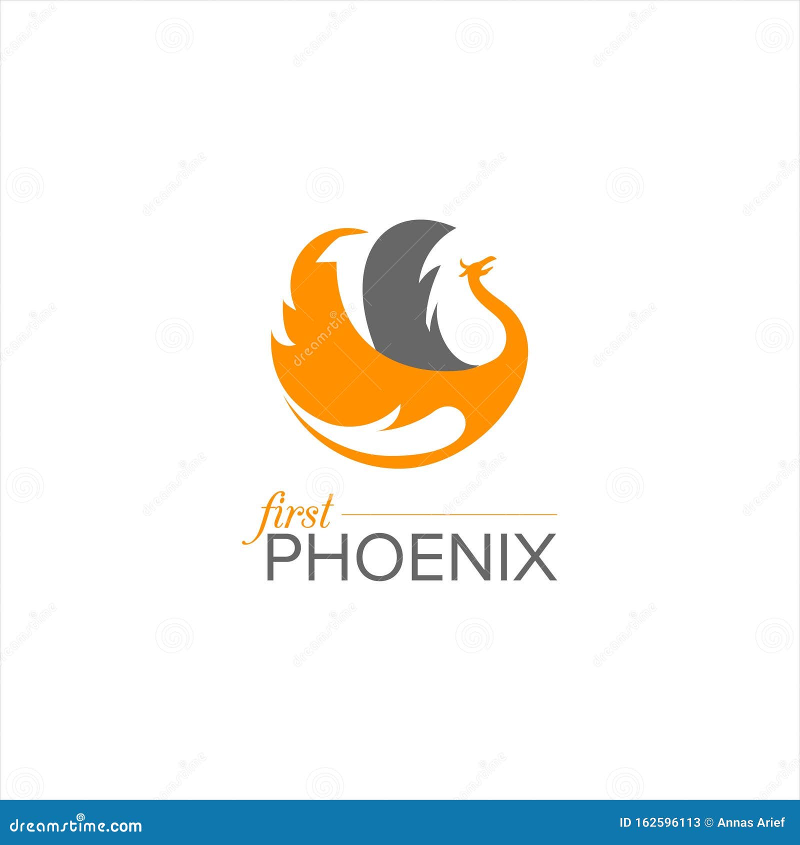 Simple Modern with Orange Color of Flying Phoenix in Round Circle Frame ...