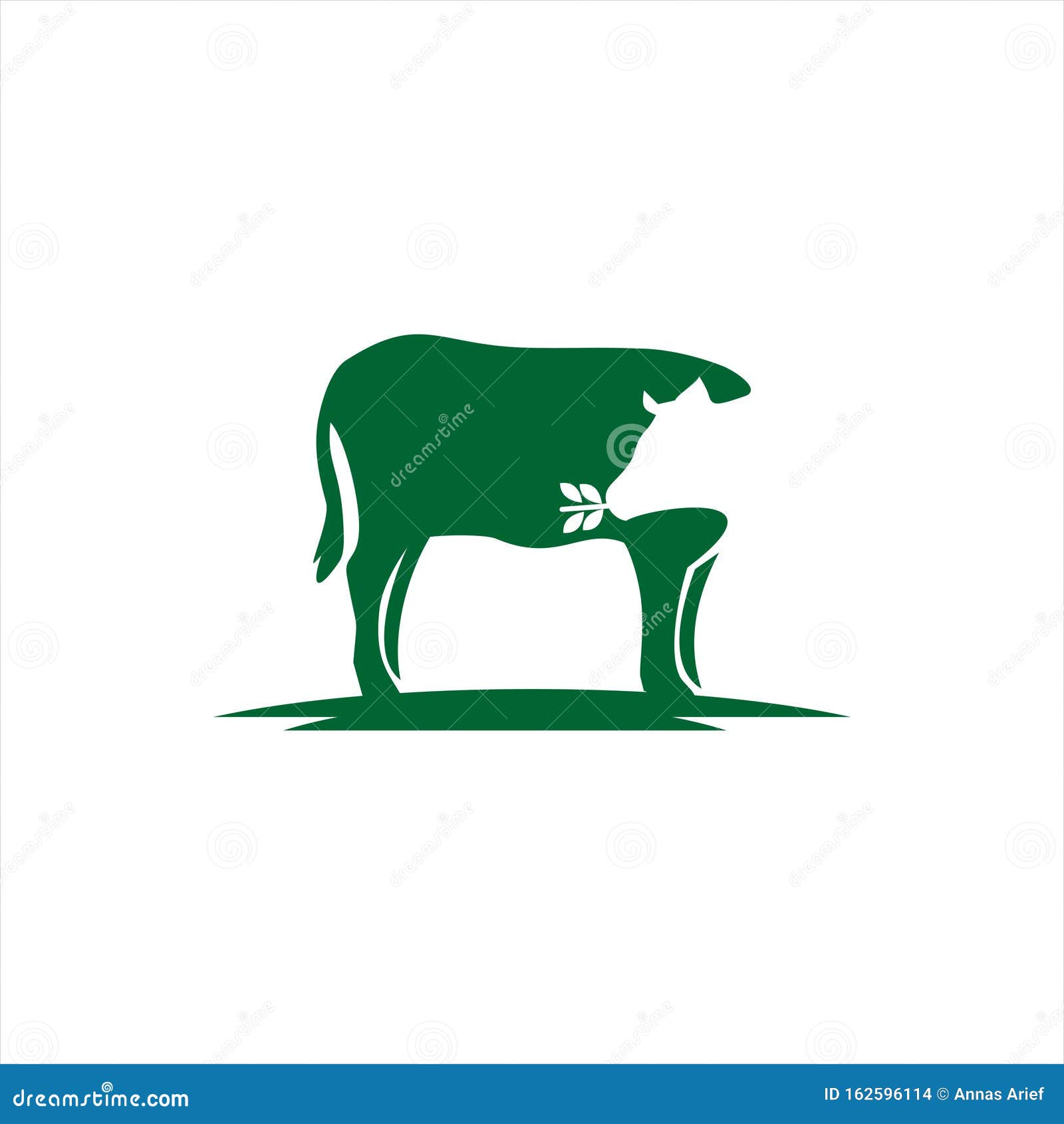 Simple Modern and Fun with Green Color of Standing Cow for Organic ...