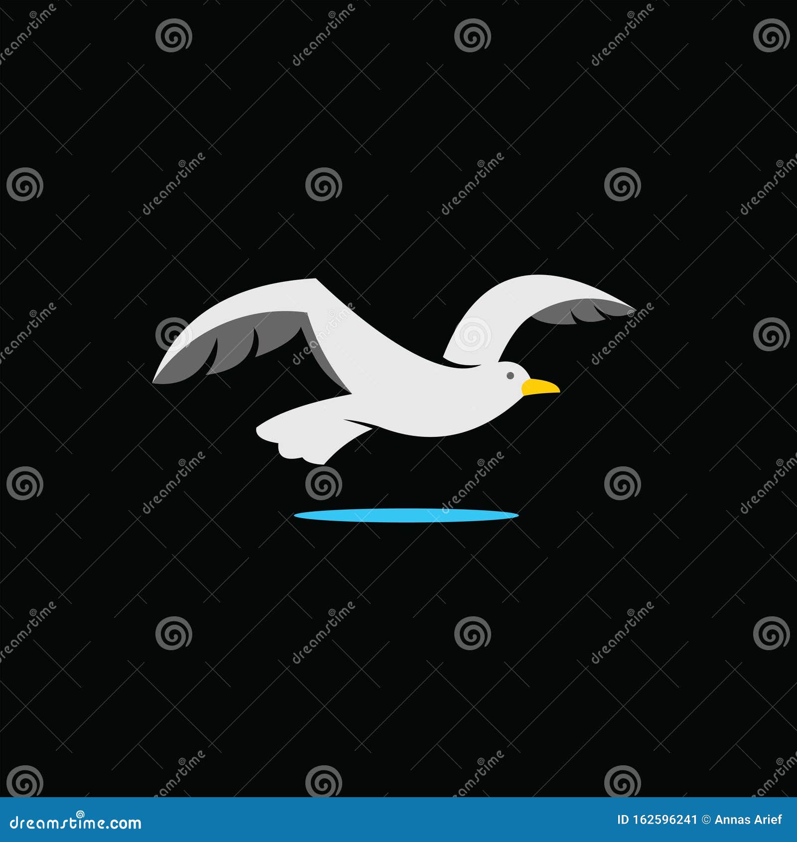 Simple Cartoon Seagull Bird of the Sea Stock Vector - Illustration of ...