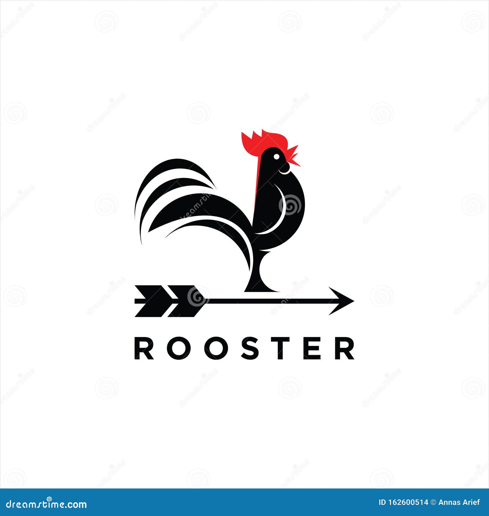 Simple Modern Rooster for Poultry Logo Design with Arrow Stock Vector ...
