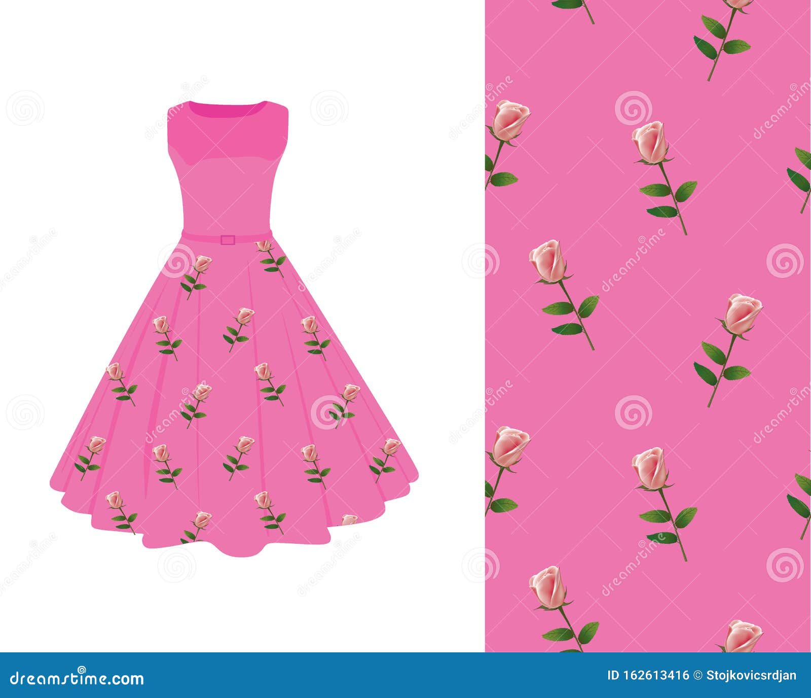 Summer dress rose pattern stock vector. Illustration of mock - 162613416