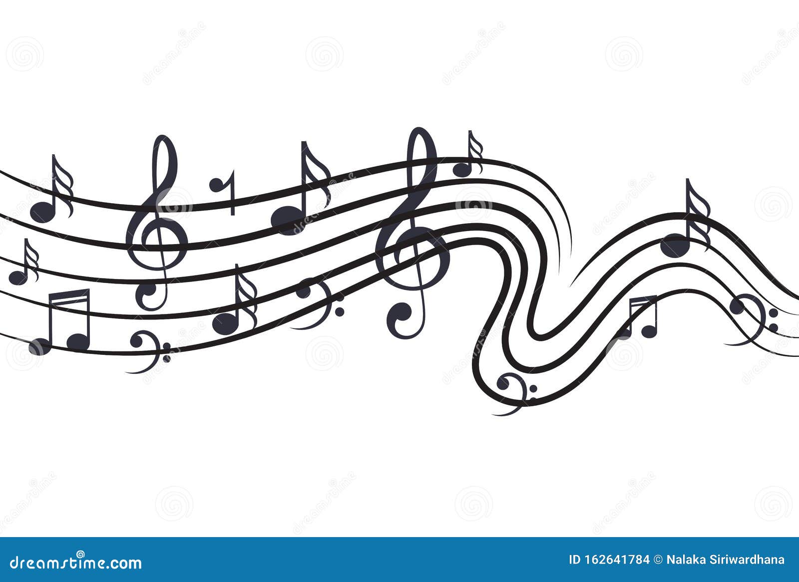 Music notes with waves. stock vector. Illustration of chords - 162641784
