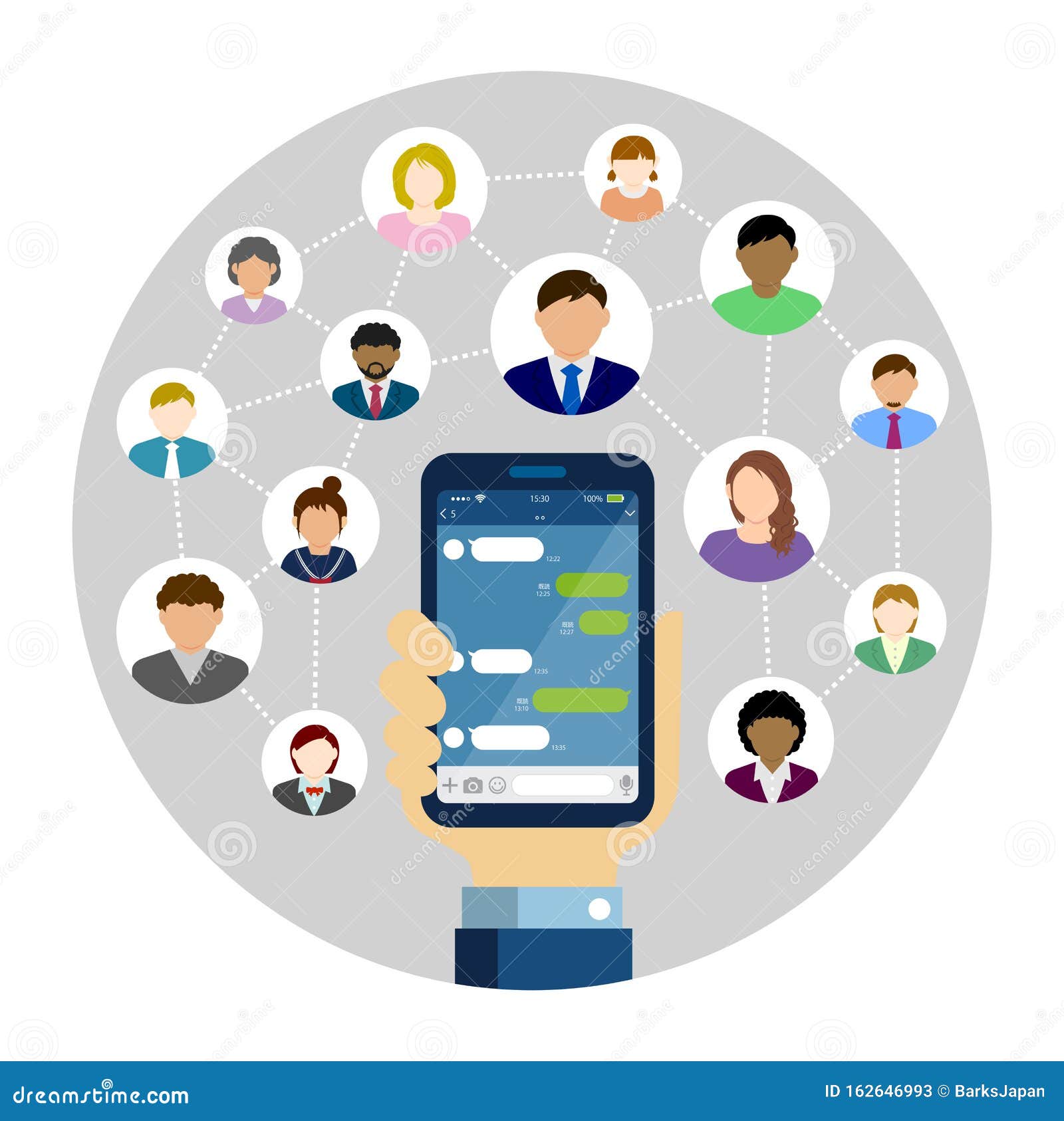 Chat App SNS/message App Circle Banner Illustration Stock Vector ...