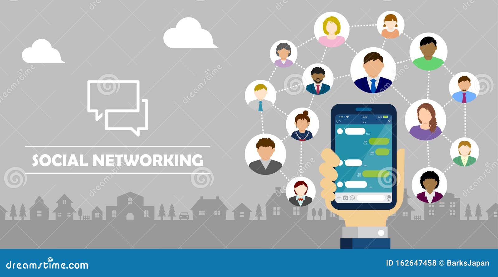 Chat App SNS/message App Banner Illustration Stock Vector ...