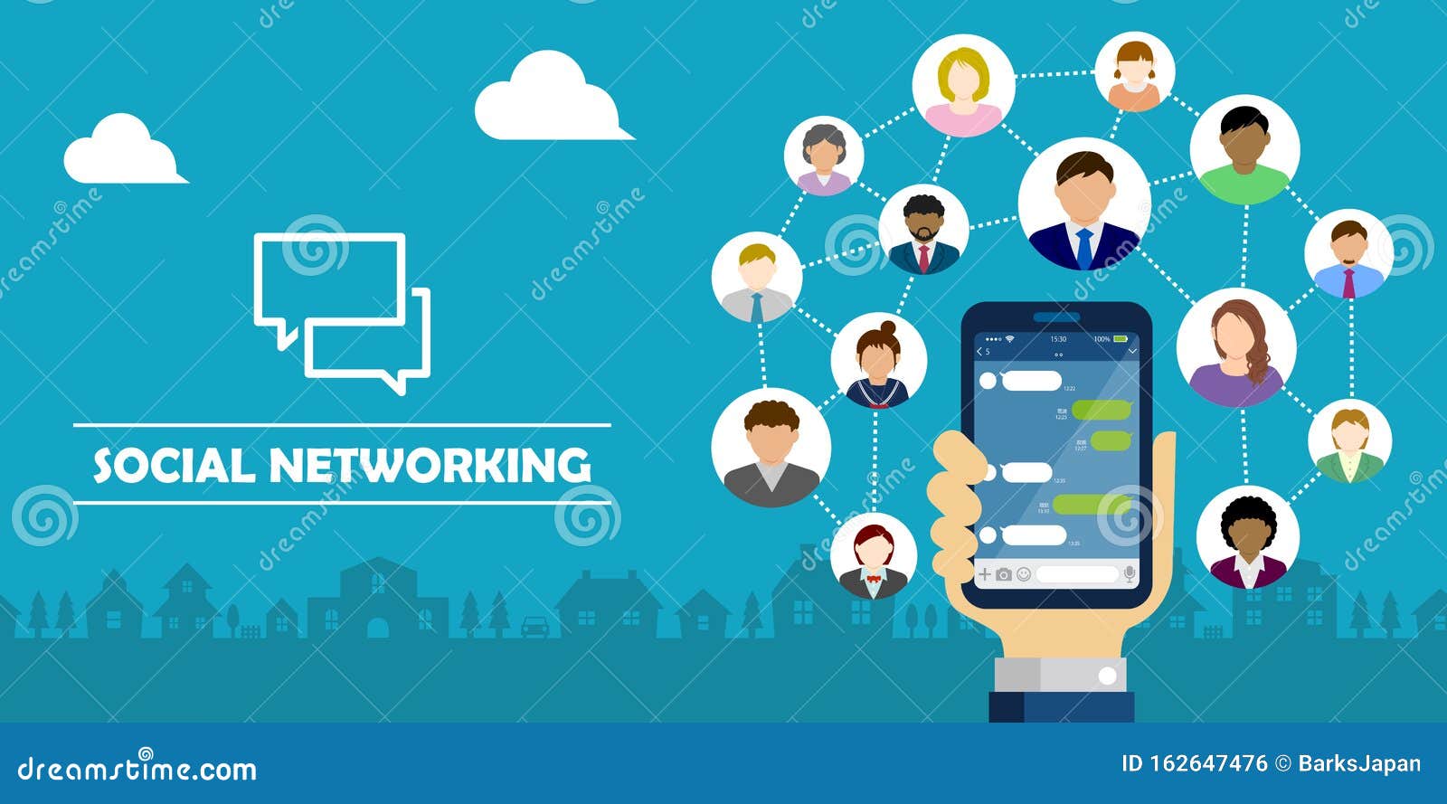 Chat App SNS/message App Banner Illustration Stock Vector ...