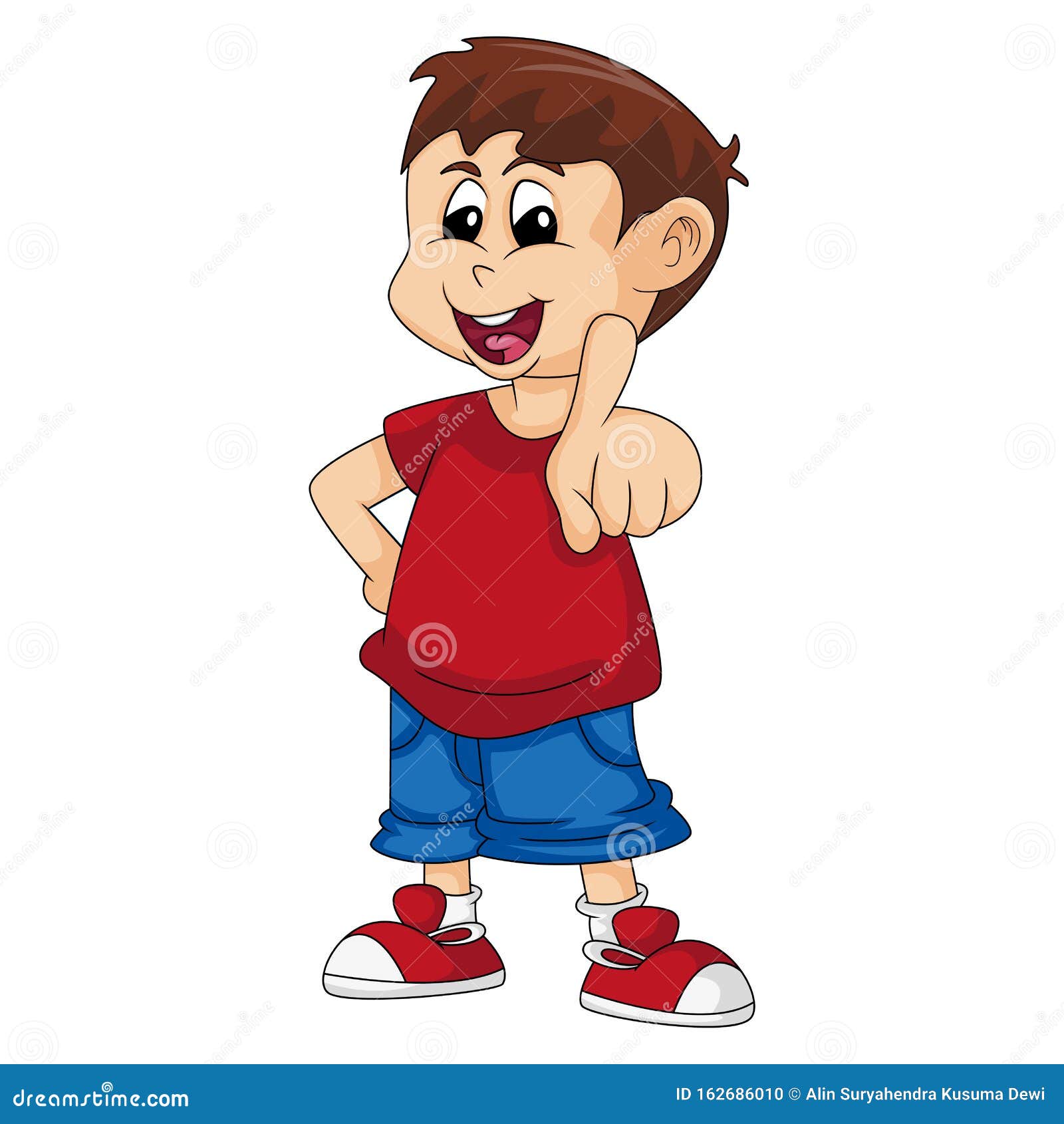 Little Boy Pointing His Finger Cartoon Vector Illustration Stock Vector ...