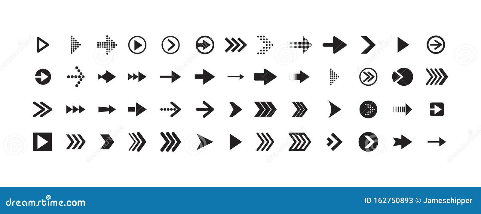 Black arrow line set stock vector. Illustration of play - 162750893