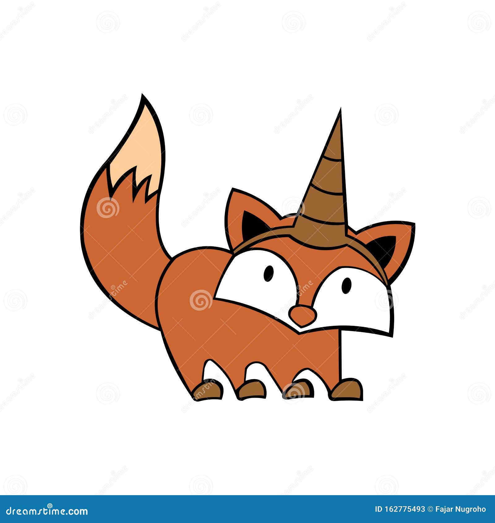 Cute Hipster Fox, Cute Fox Wear Party Hat , Amusing Cartoon Character ...