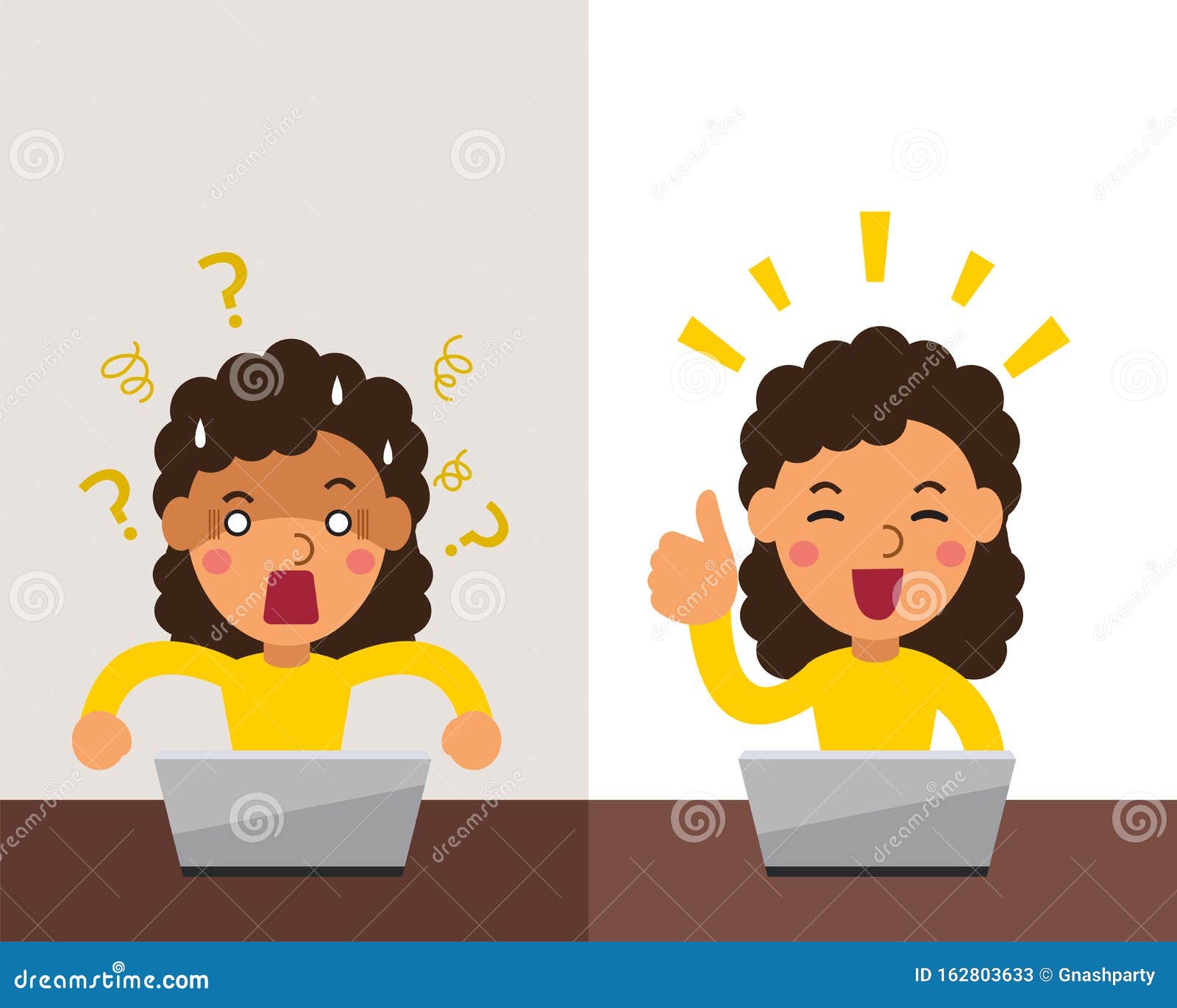 Vector Cartoon Woman Expressing Different Emotions Stock Vector ...