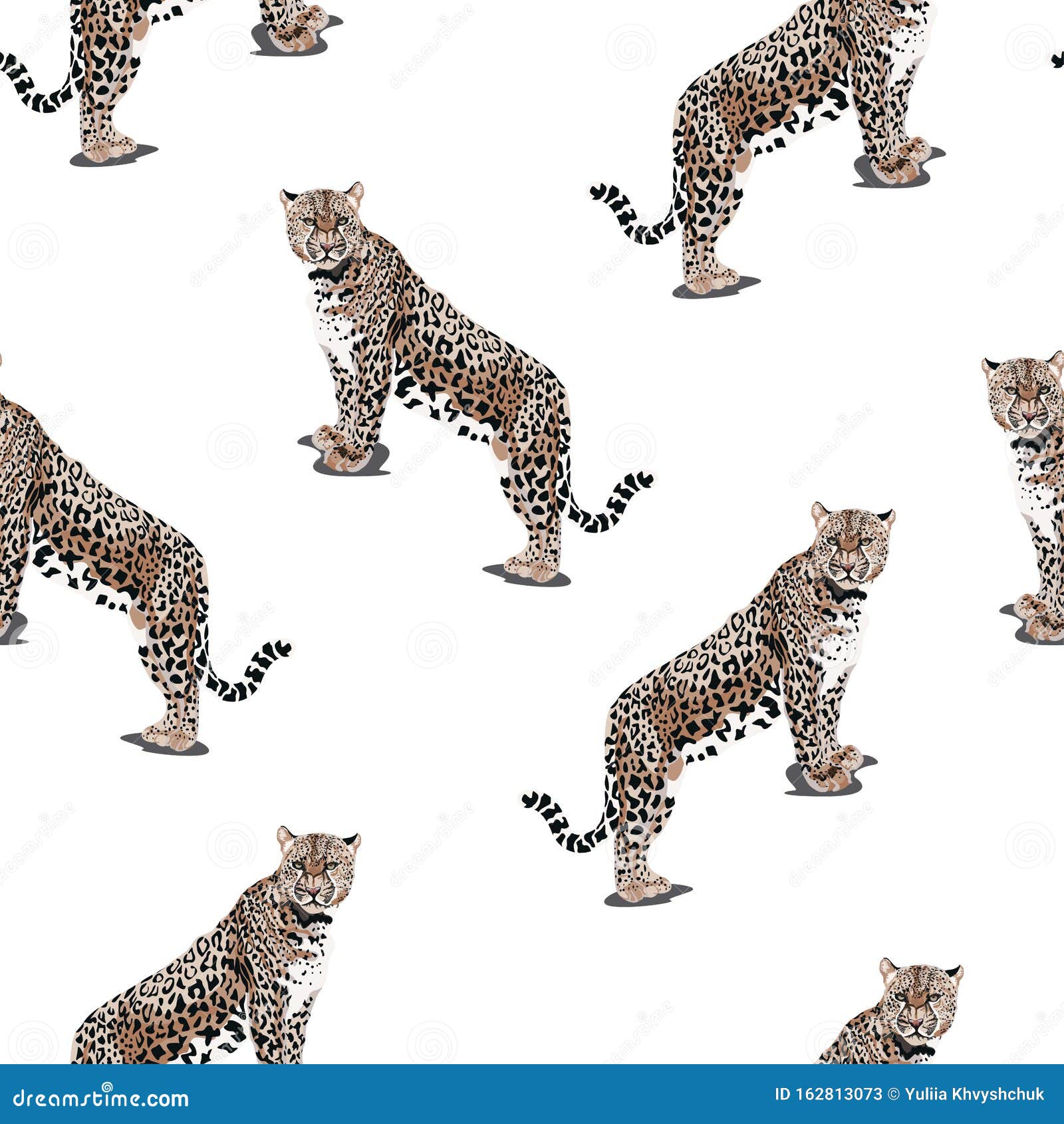 Colorful Pattern with Tiger Leopard Animals Illustration. Fashion ...