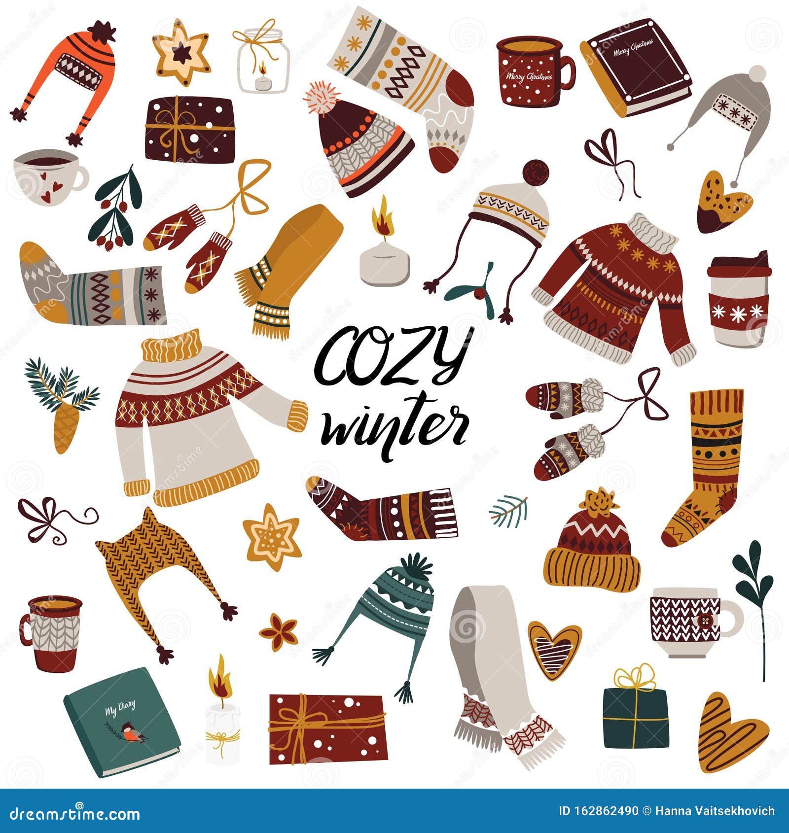 Set of Isolated Winter Elements - Vector Illustration, Eps Stock Vector ...