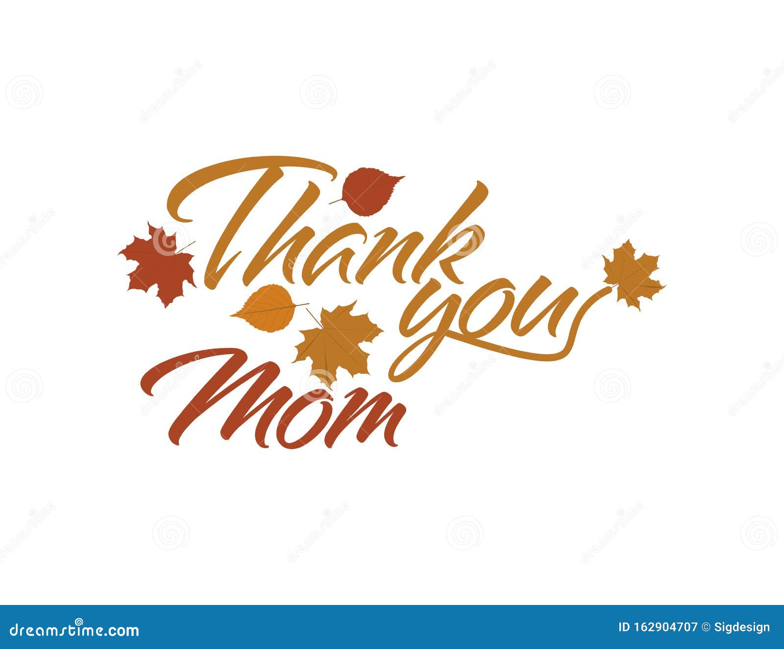 Thank You Mom Text with Fall Leaves Stock Vector - Illustration of ...