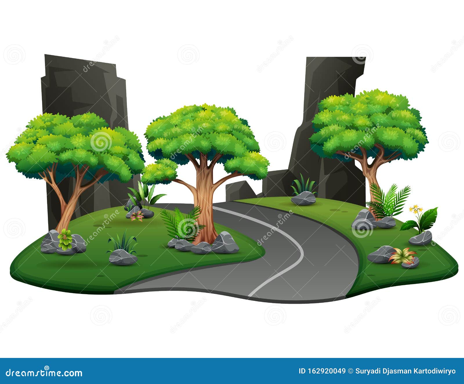 A Natural Road To Forest Illustration Stock Vector - Illustration of ...