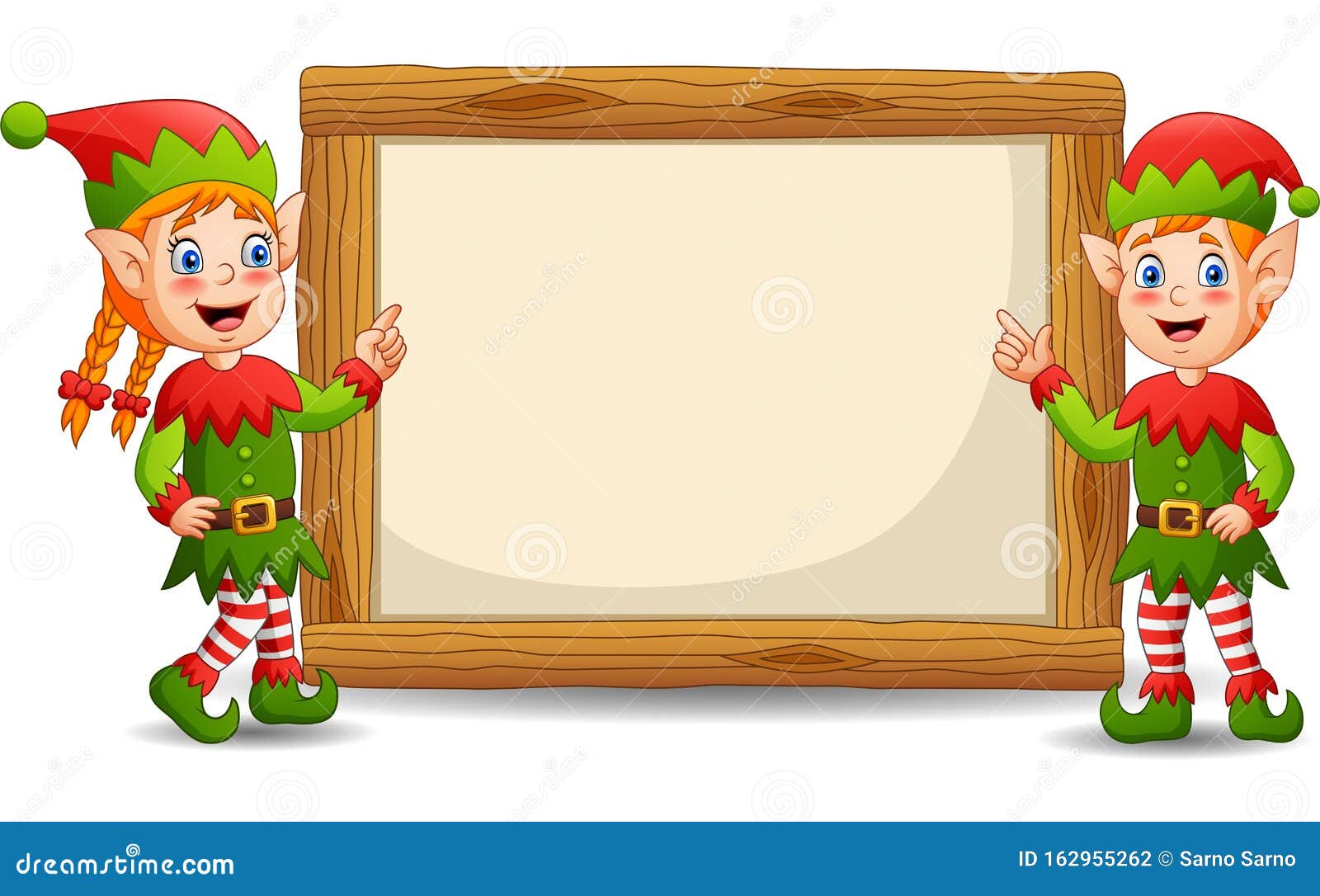 Cartoon Elves with Signboard Your Text Stock Illustration ...