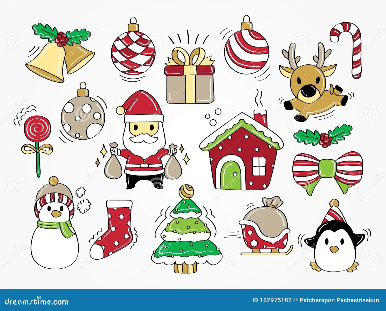 Cute and Lively Christmas Doodles Vector Set. Stock Vector ...