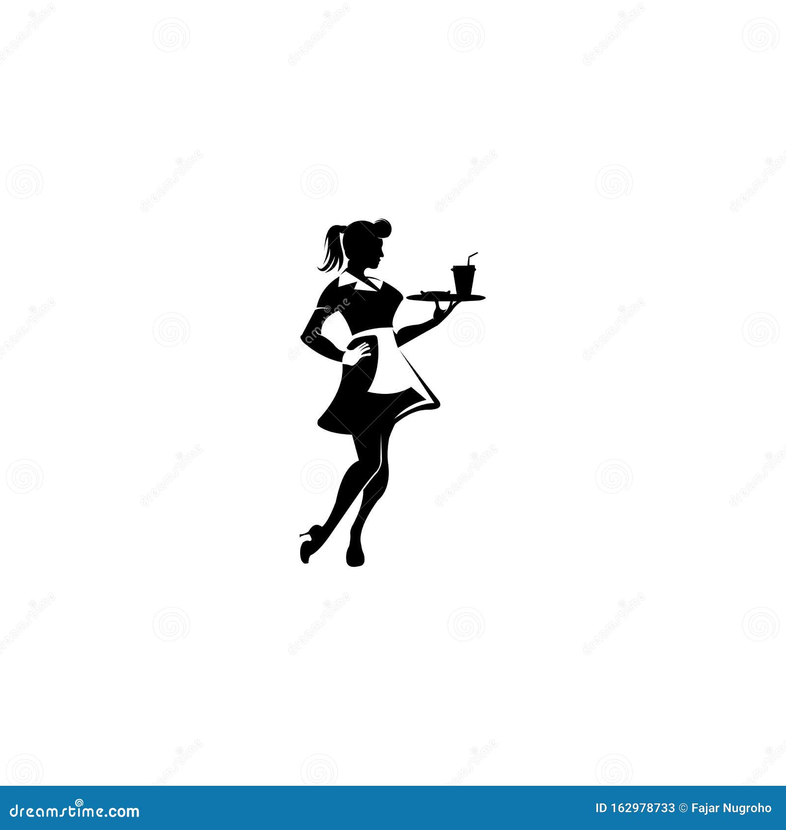 Logo Waiters And Waitress Silhouette Stock Vector Illustration Of
