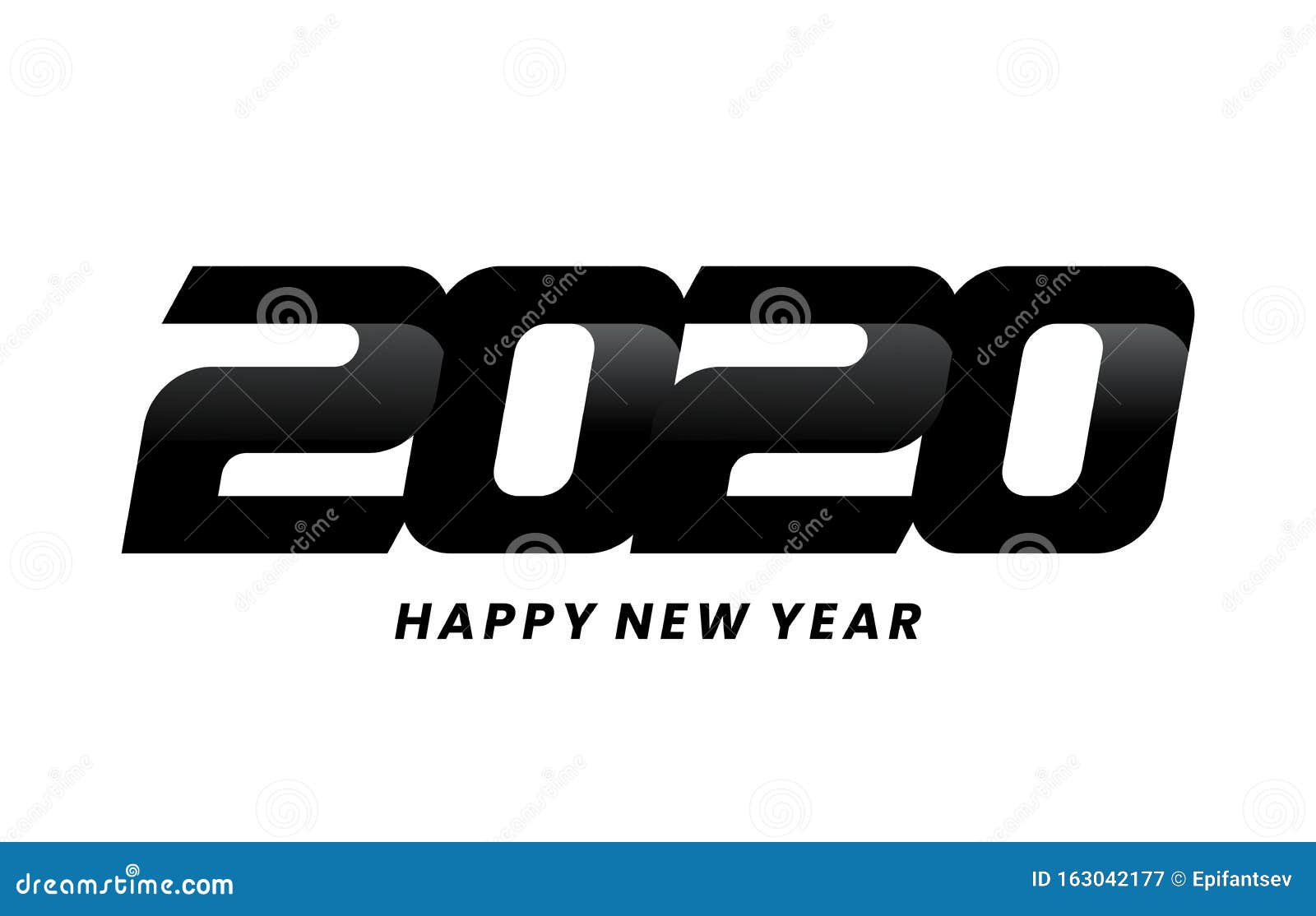 2020 Logo Design. Happy New Year Text. Isolated on White Background ...
