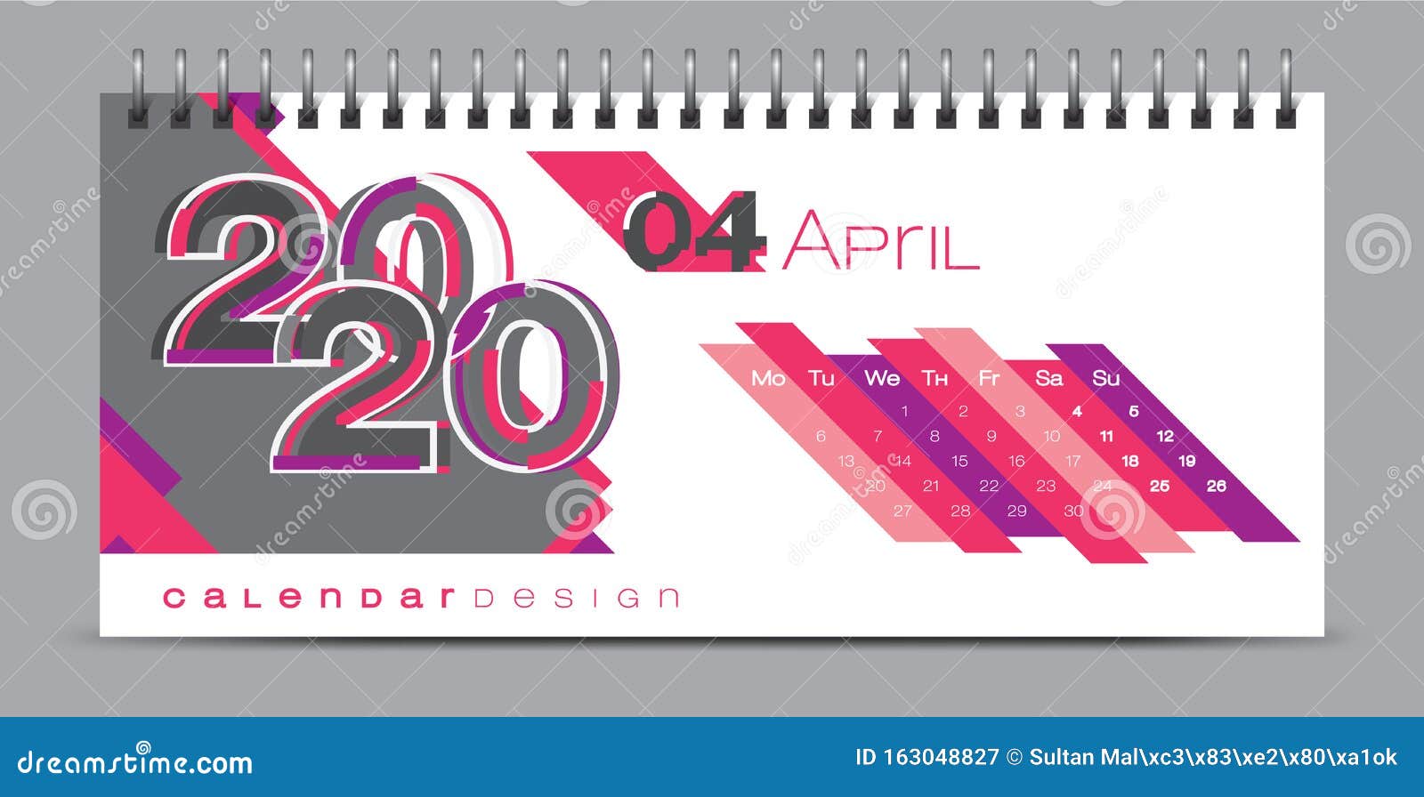 Vector Calendar Design with 2020 Seasons Concept Stock Vector ...
