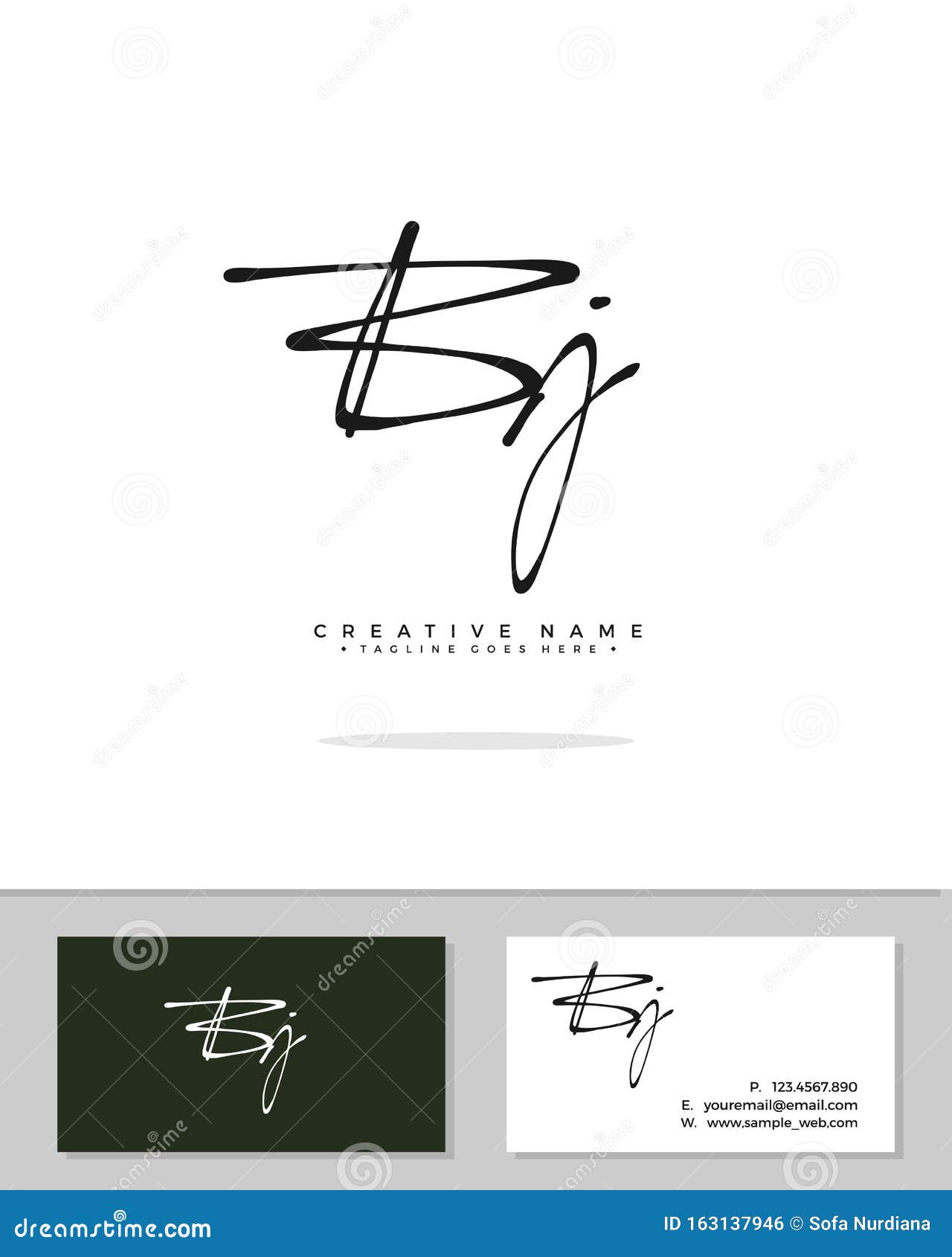 B J BJ Initial Logo Signature Vector. Handwriting Concept Logo. Stock ...