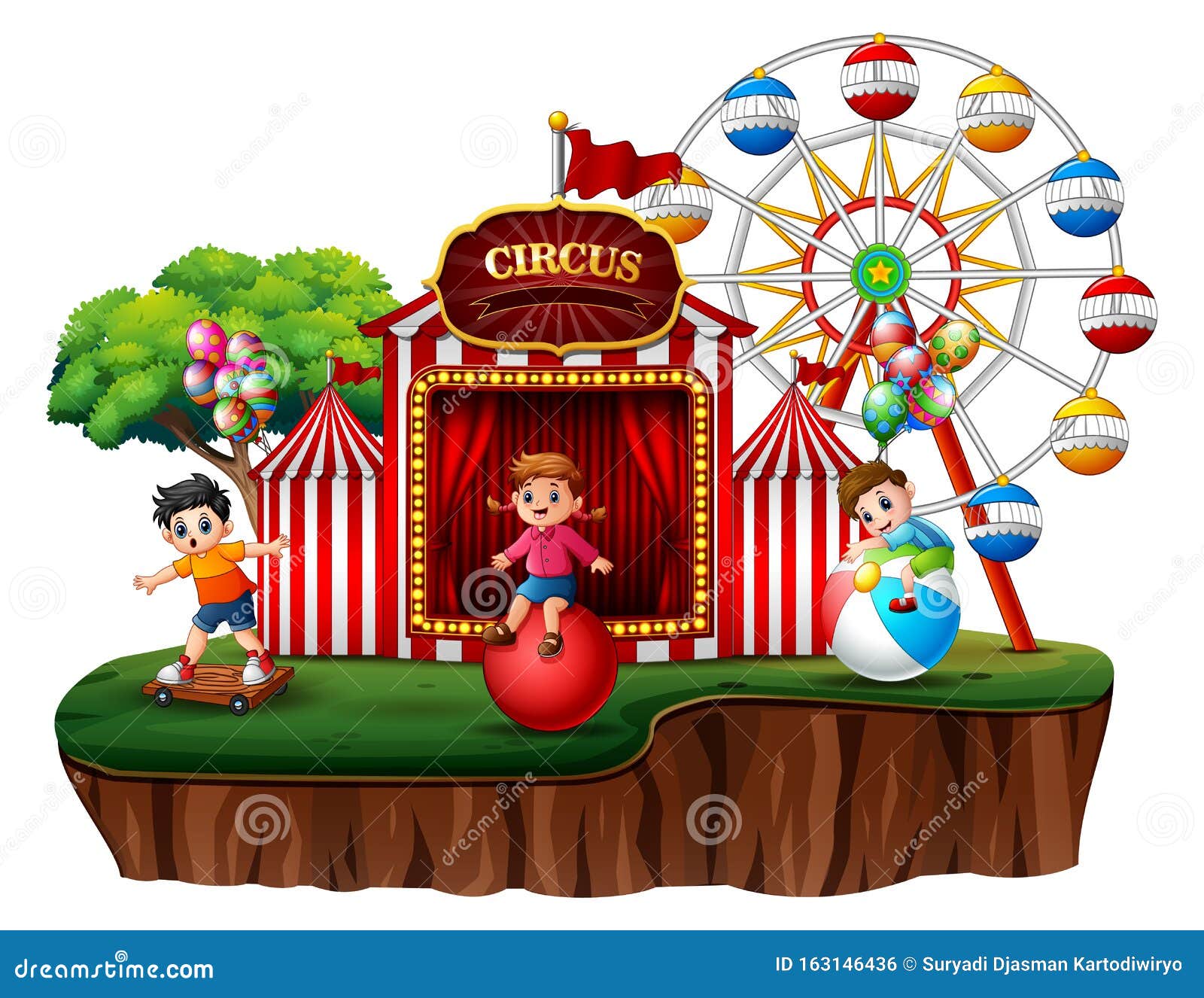 Cartoon Children Having Fun on the Amusement Stock Vector ...