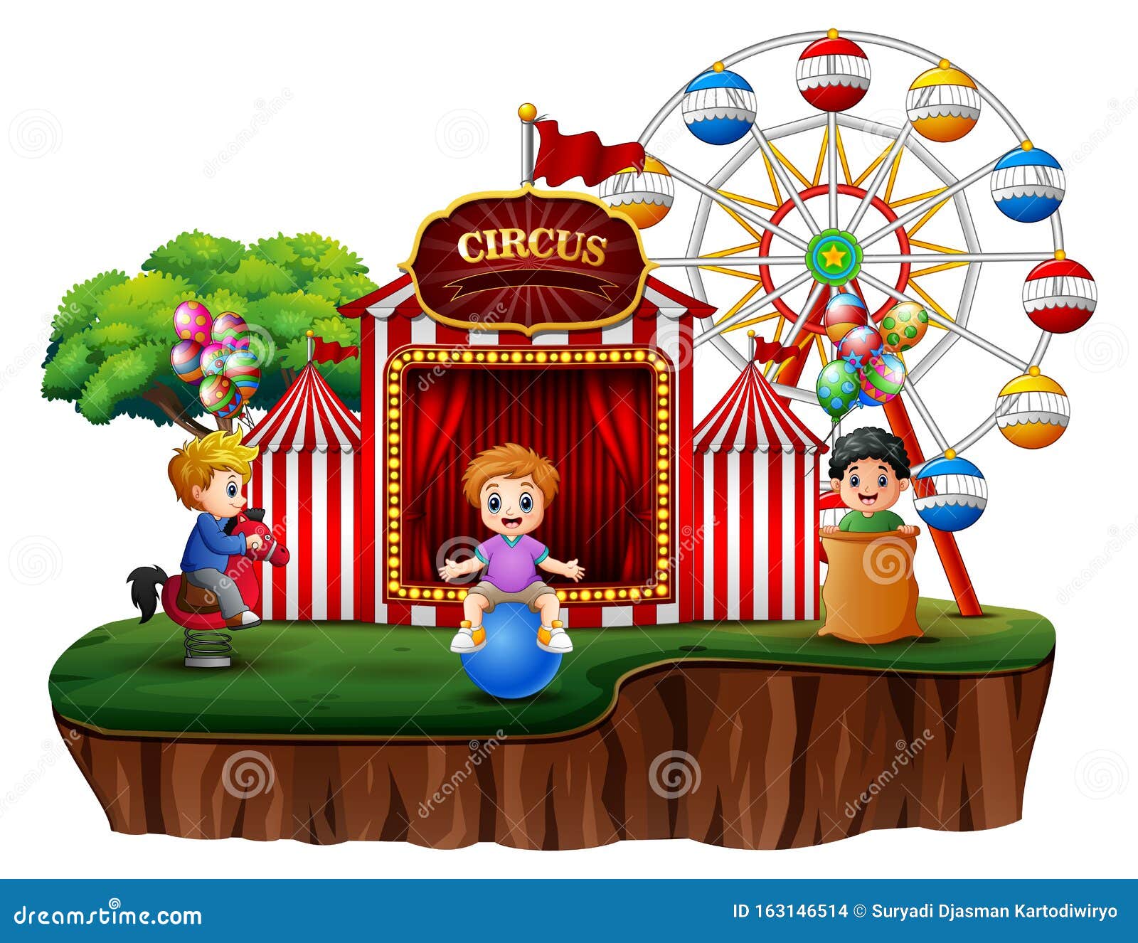 Cartoon Children Having Fun on the Amusement Stock Vector ...