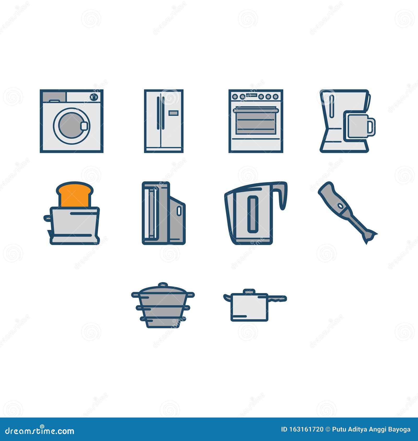 Home Appliances Icon Set stock vector. Illustration of water - 163161720