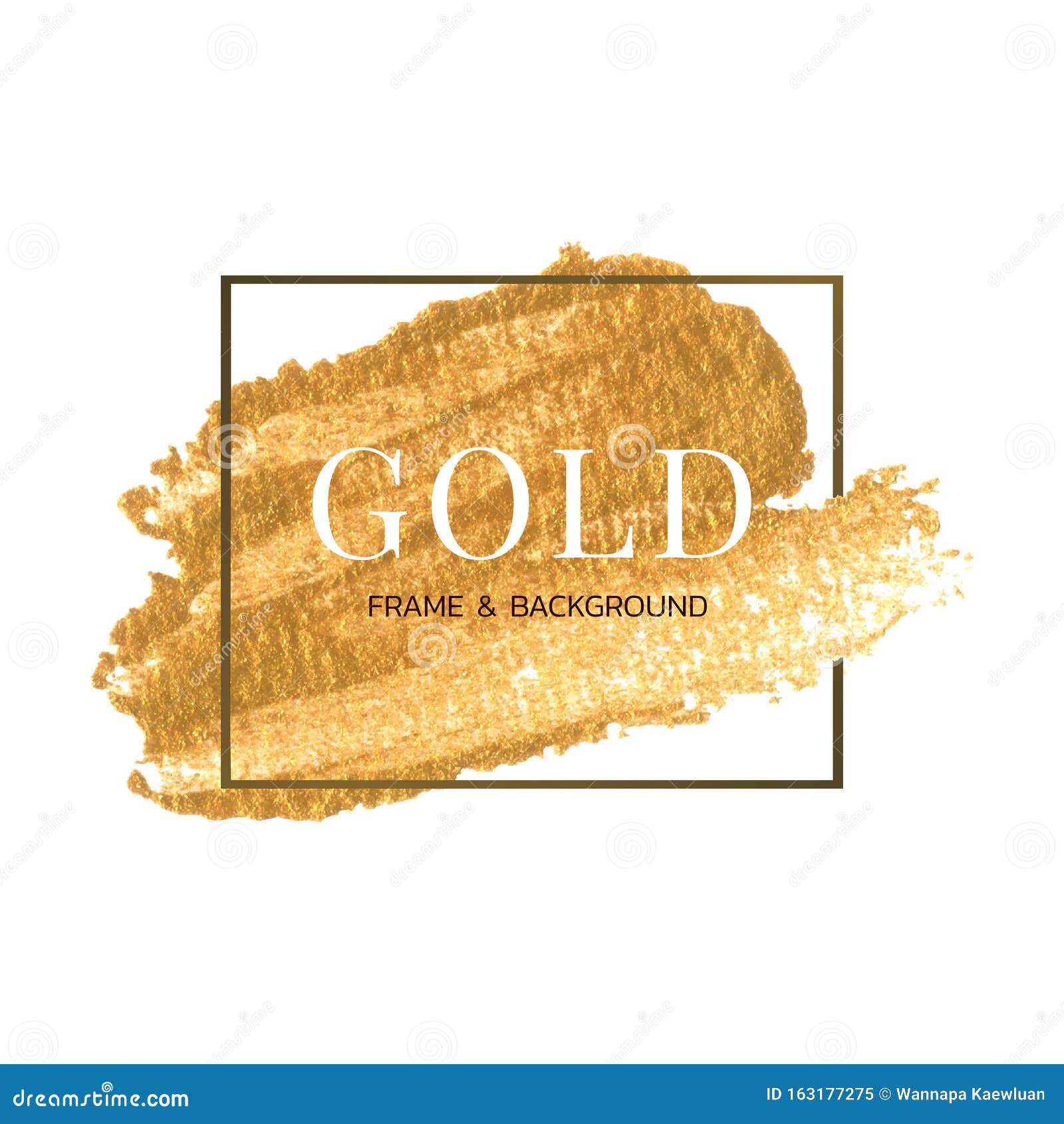 Gold Frame and Border Template Watercolour Brush Stroke Painted Stock ...