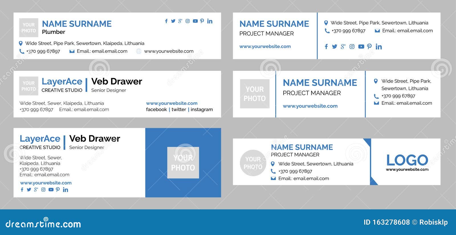 Email Signature Templates Cartoon Vector | CartoonDealer.com #163279149