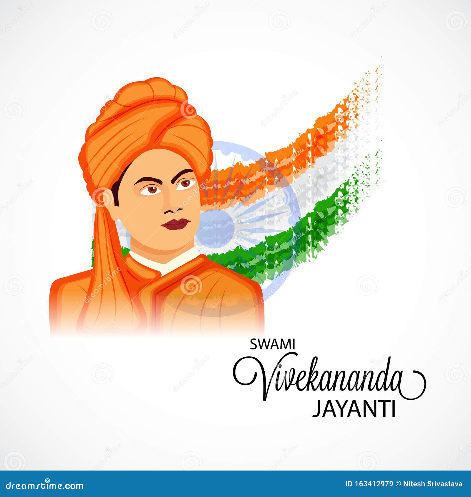Swami Vivekananda Sketch Or Vector Illustration. Creative Banner Monk ...