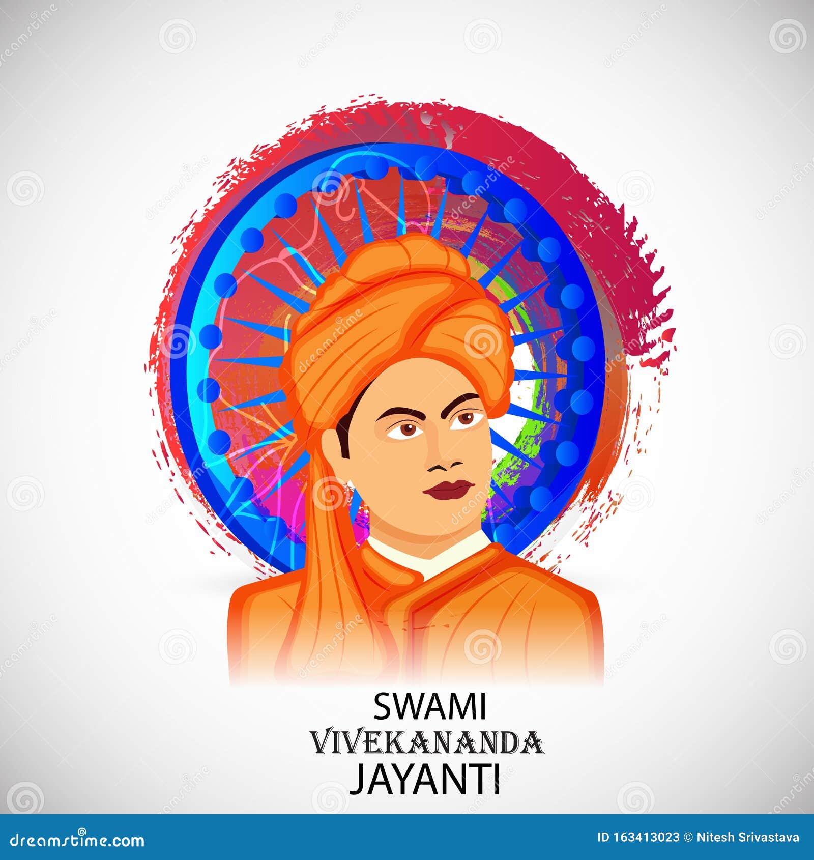 Swami Vivekananda Sketch Or Vector Illustration. Creative Banner Monk ...