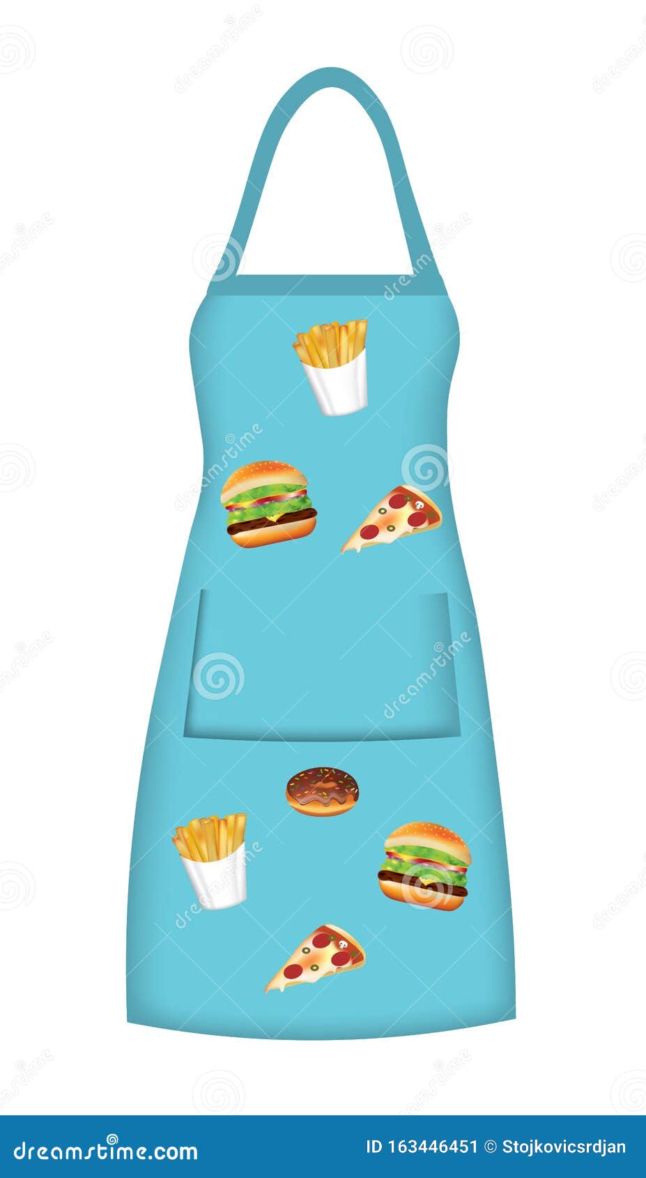 Blue Apron with Fast Food Pattern Stock Vector - Illustration of design ...