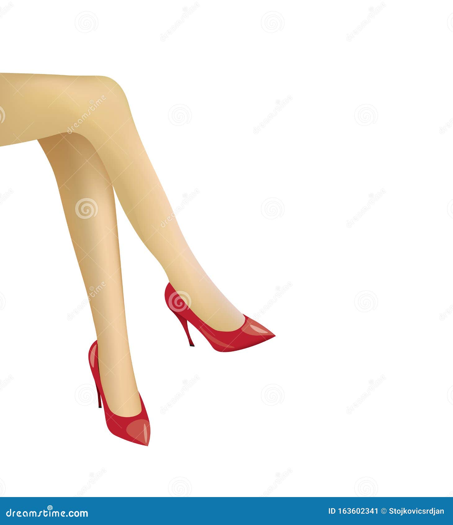 Woman Crossed Legs with Red High Heels Shoes Stock Vector ...