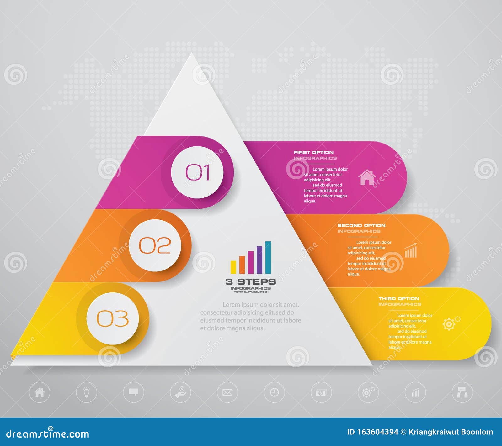 3 Steps Pyramid with Free Space for Text on Each Level. Infographics ...